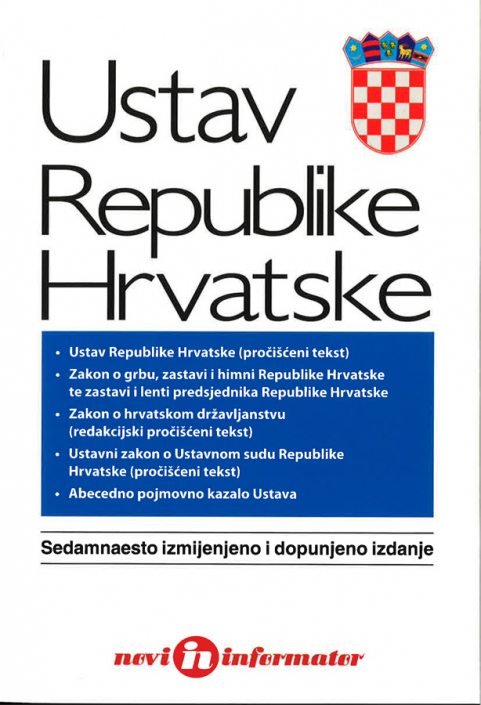Ustav Republike Hrvatske - Web shop - Pravni fakultet Sveučilišta u Zagrebu